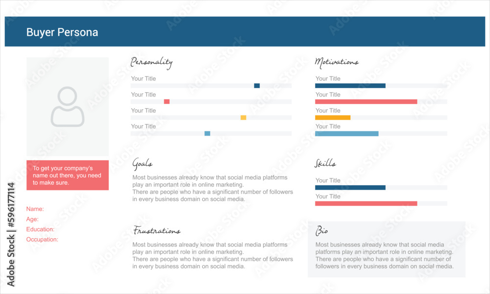 User Persona Document Template Vector Illustration. Examples of User ... User Persona Document Template Vector Illustration. Examples of User ...