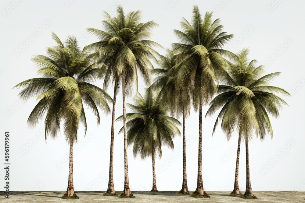Realistic coconut palm trees isolated with clipping path, suitable for ...