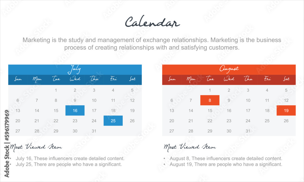 Calendar infographic, table chart, presentation chart. Business period ...
