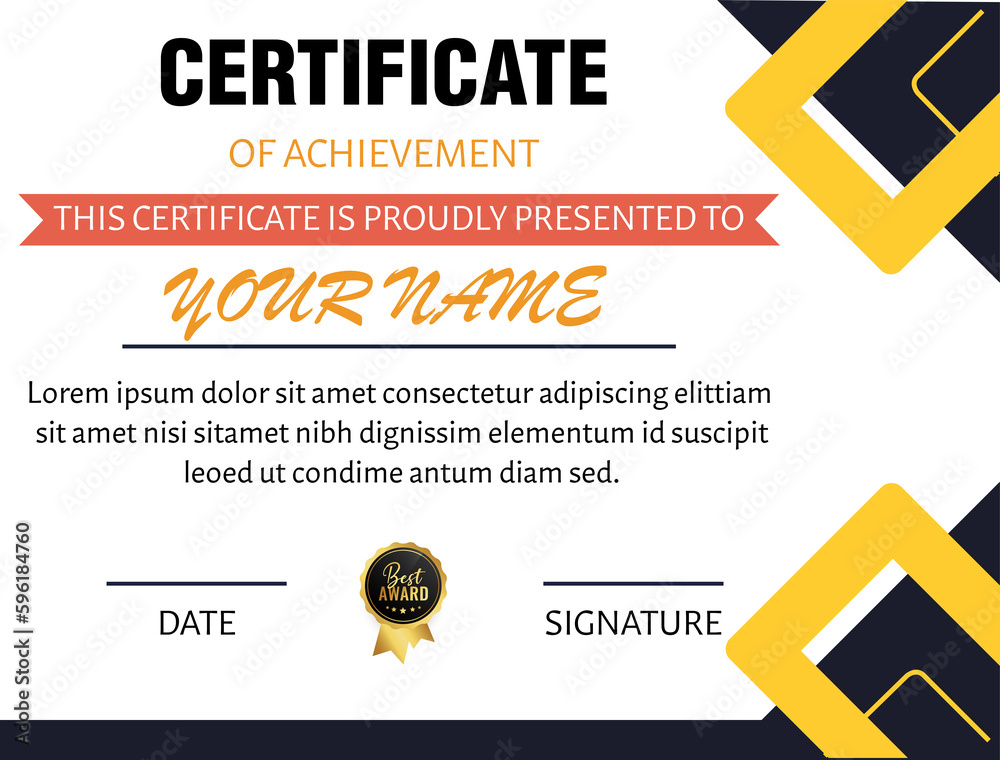 Certificate of achievement template in vector with applied Thai line in ...