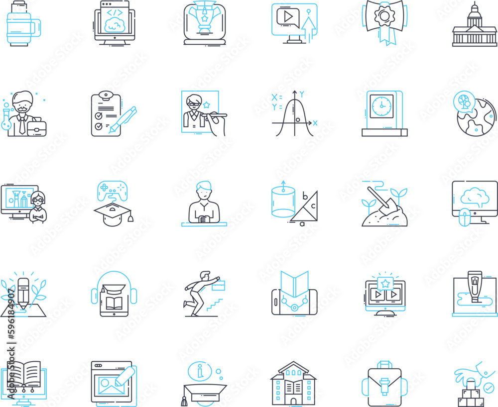 Vetor de Instructional factors linear icons set. Engagement, Motivation ...