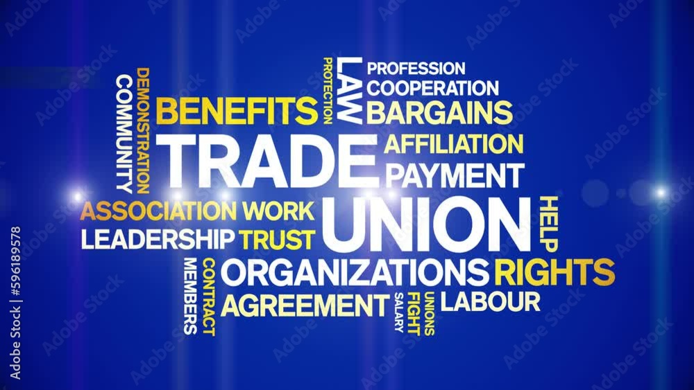 Trade Union animated tag word cloud;text design animation kinetic ...