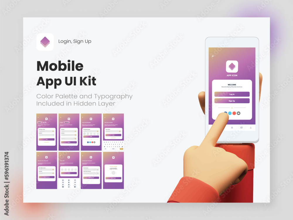 Wireframe UI, UX and GUI Layout with Different Login Screens including ...