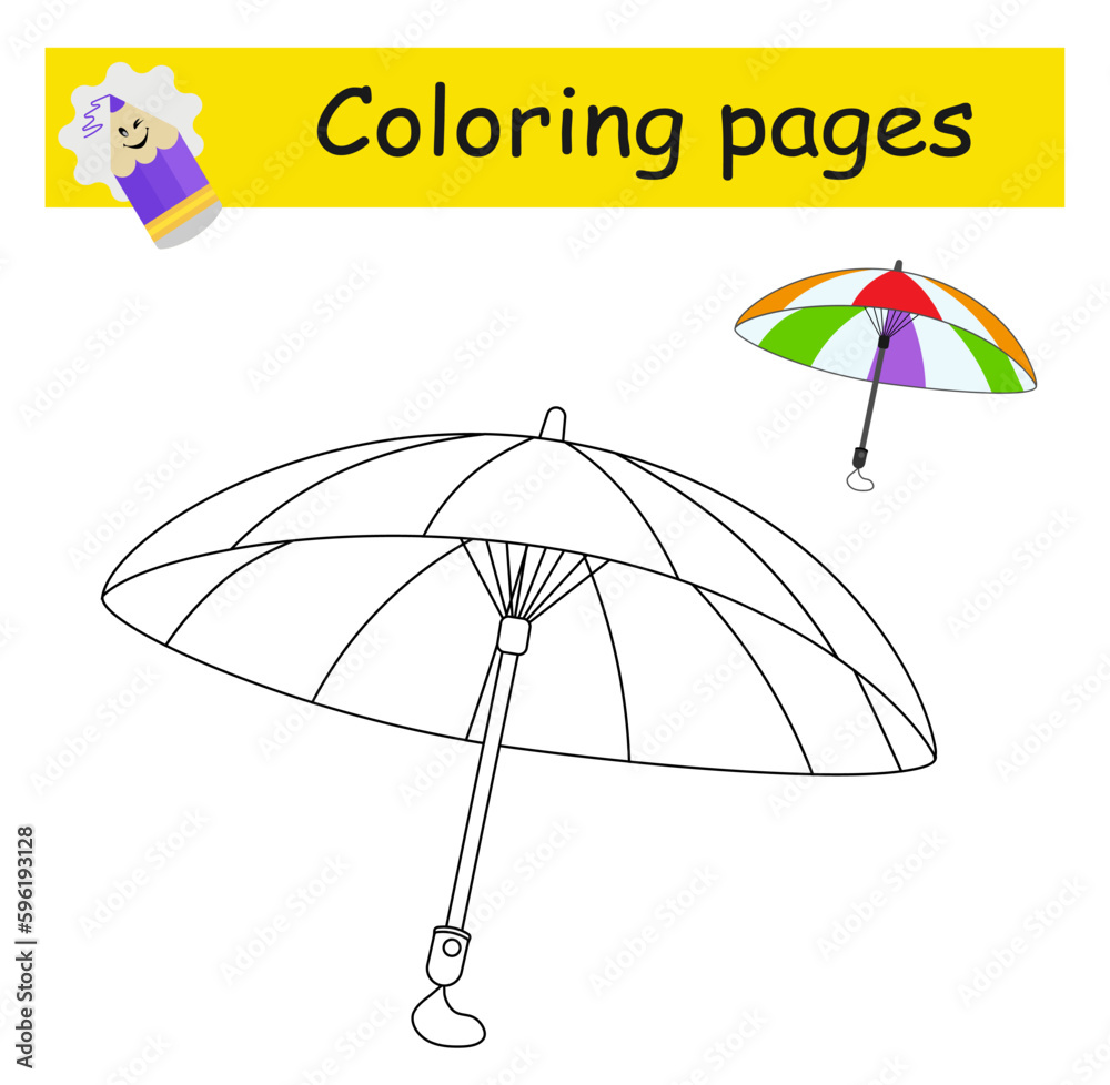 Coloring pages. Cartoon umbrella vector. Illustration for children ...
