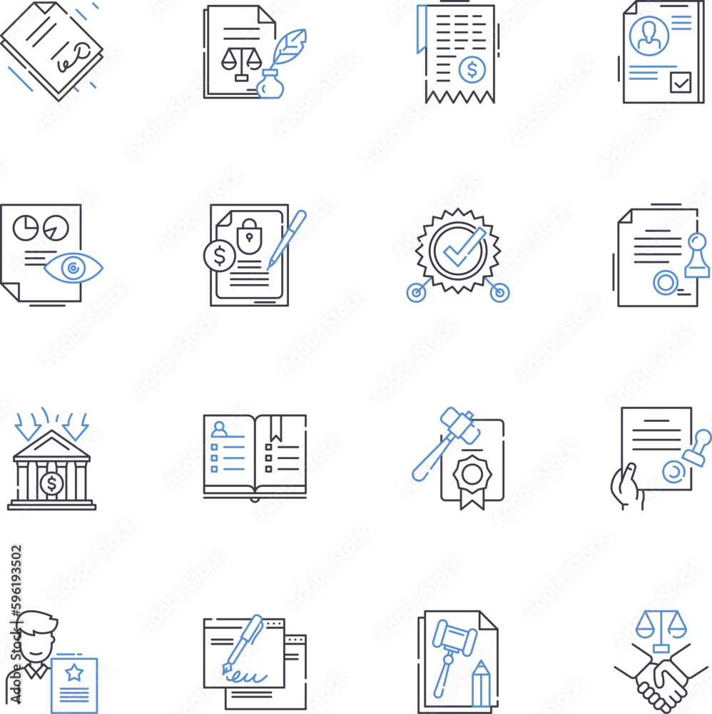 Enforceable line icons collection. Legal, Binding, Mandatory ...