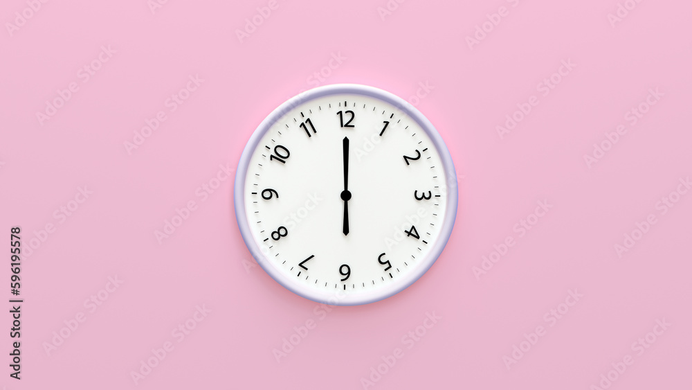 White clock on pastel color background. White wall clock hanging on the ...