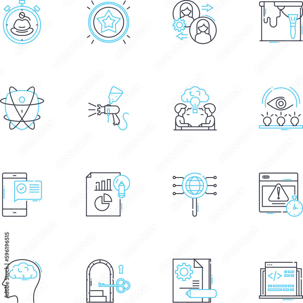 Perception and intuition linear icons set. Insight, Sensing, Sixth ...