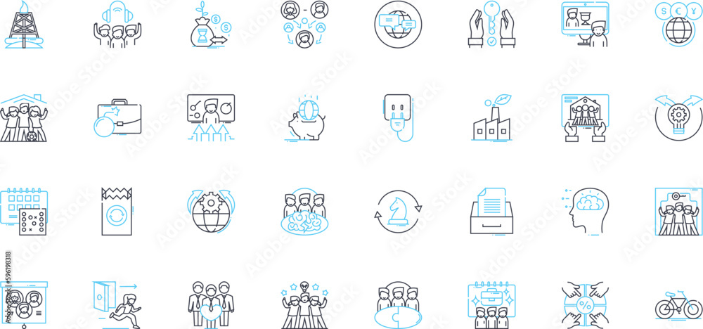 Vektorová grafika „International outreach linear icons set. Global ...