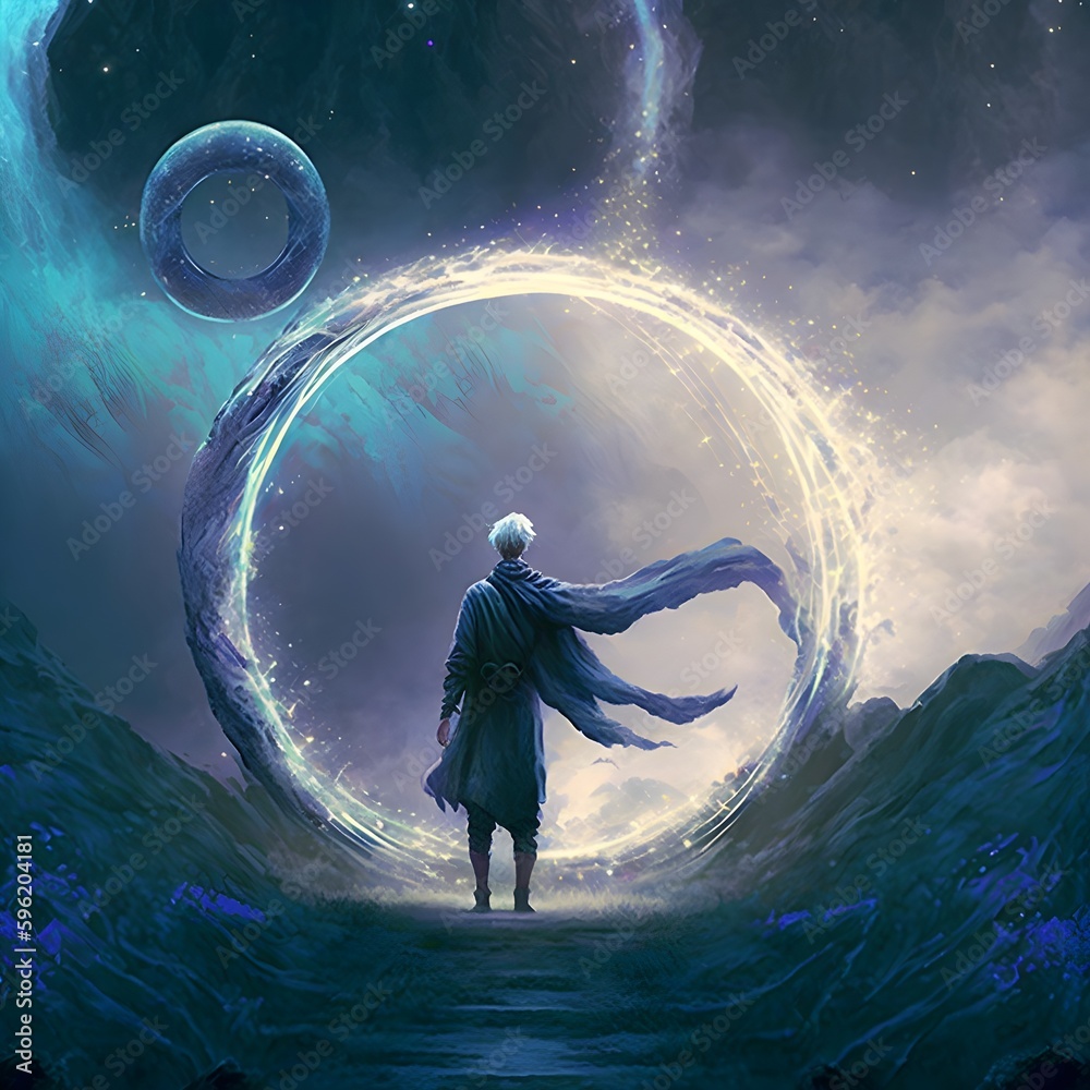 mage full body portait leaps into surreal circle to another world2 ...