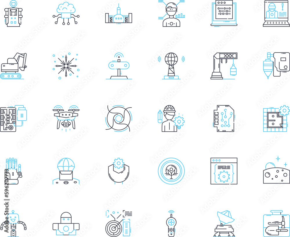 Architect linear icons set. Design, Blueprint, Structure, Blueprinting ...