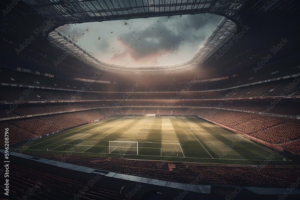 Realistic AI-generated football stadium image. Generative AI Stock ...