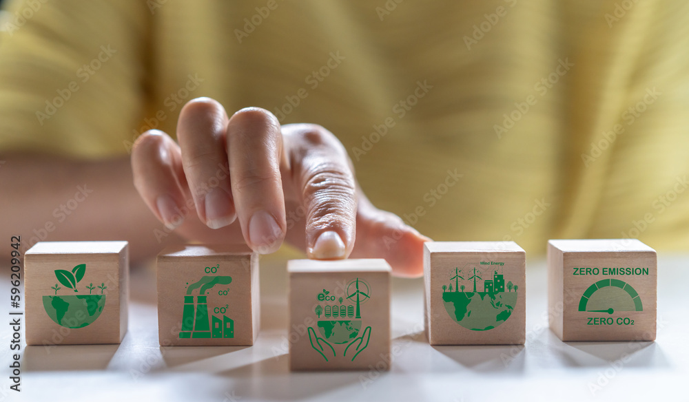 Hand holding wood block global saving clean energy earth, save the ...