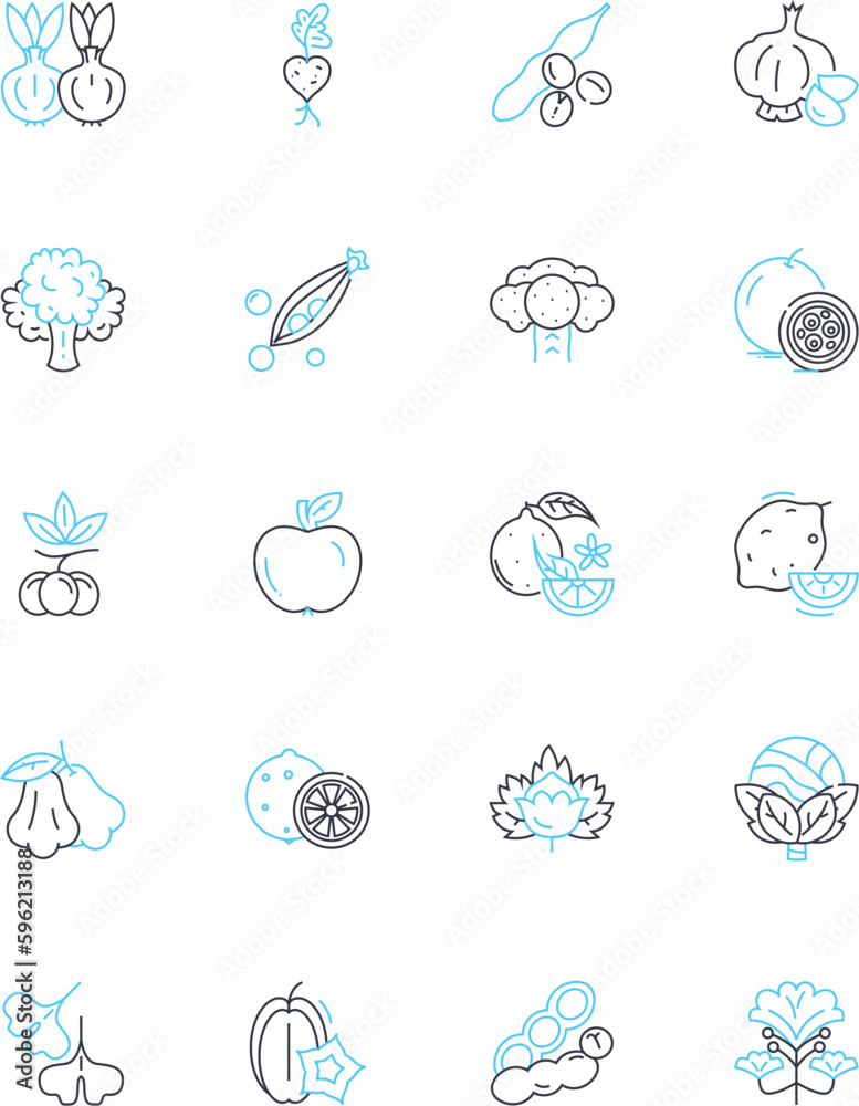 Provision store linear icons set. Convenience, Necessities, Groceries ...