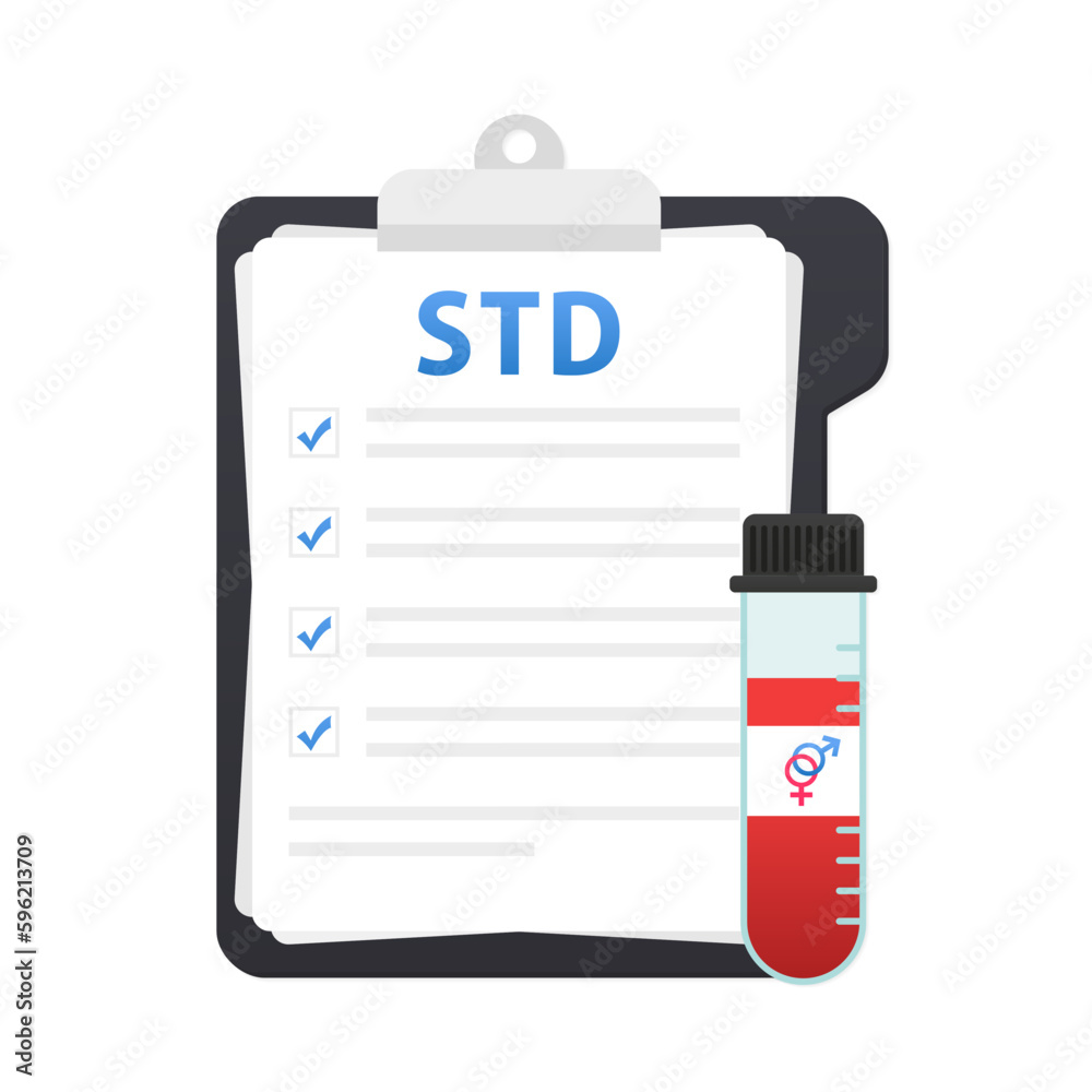 Sexual transmitted disease vector icon. Test tubes with blood. Concept ...