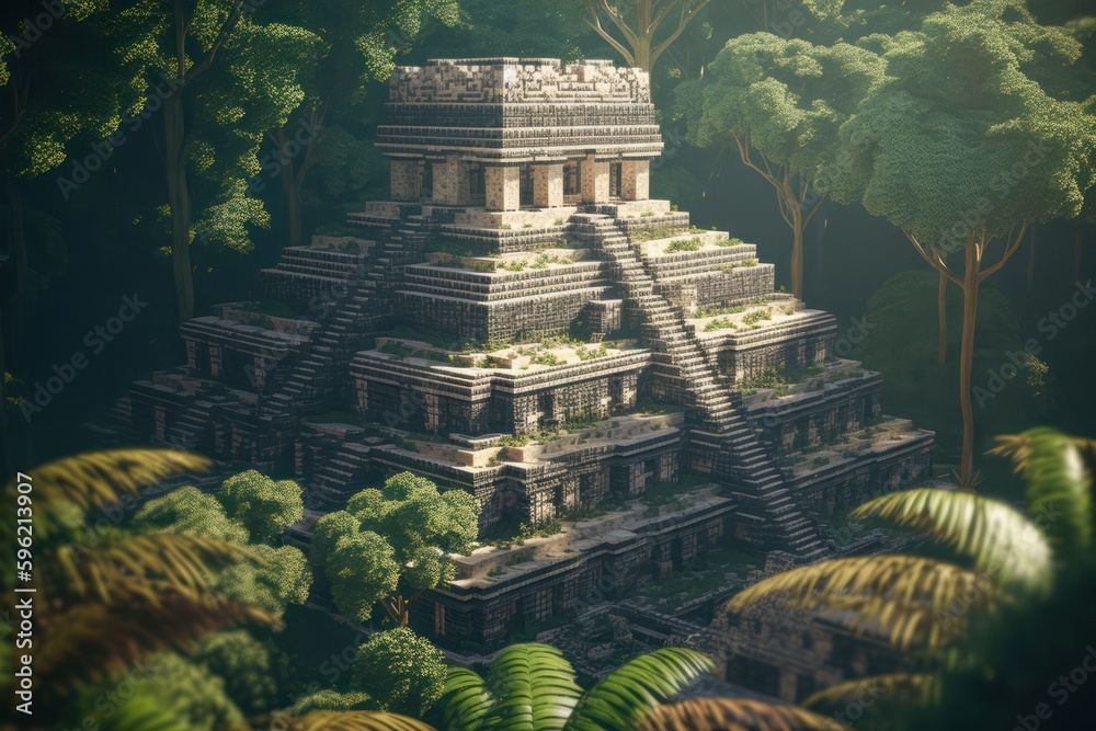 Ancient mayan temple - Pixel Art Stock Illustration | Adobe Stock