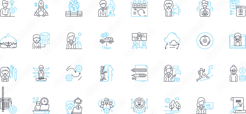 Talent acquisition linear icons set. Hiring, Recruits, Employment ...