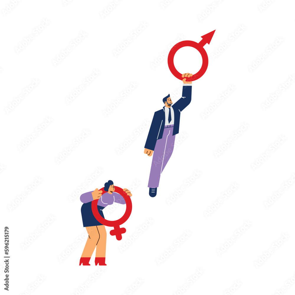 Gender inequality and gap between men and women vector illustration ...
