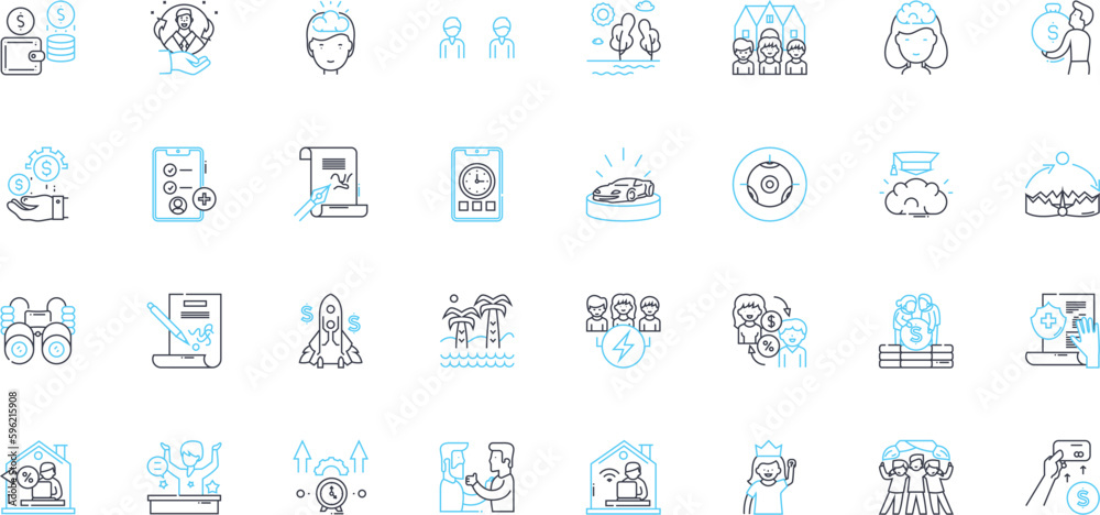 Professional Development linear icons set. Growth, Learning ...