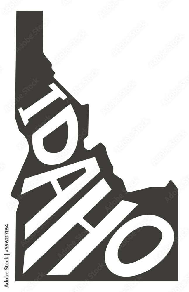 Idaho. Map with text. Idaho state map. Design for poster, banner, t ...