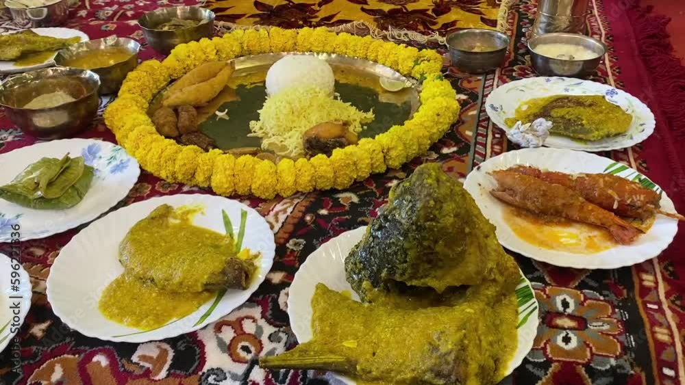 Traditional Bengali dishes for Indian Hindu Durga Puja or pooja festive ...