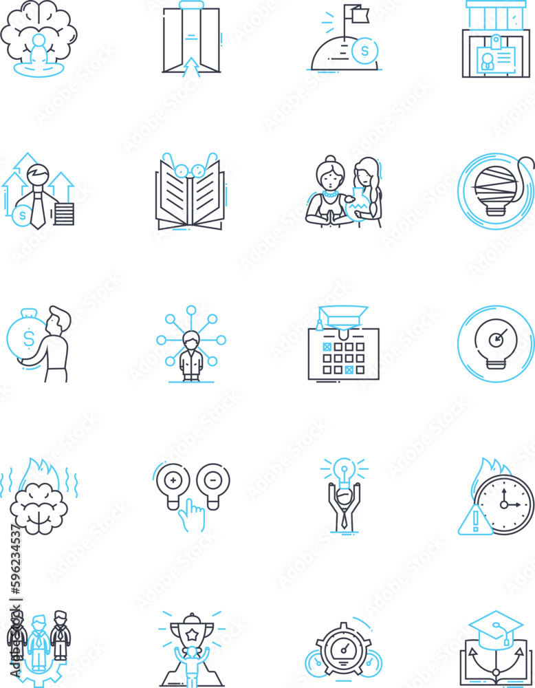 Adaptability and flexibility linear icons set. Versatility ...