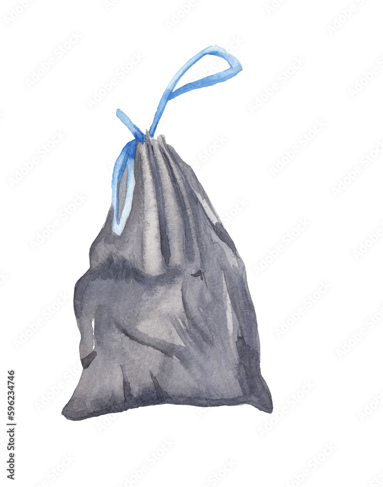 Trash bag black Garbage watercolor clipart Png cut file Ecology ...