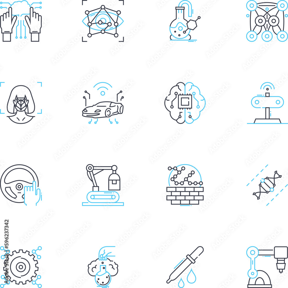 Imitation innovation linear icons set. Mimicry, Replication, Copying ...