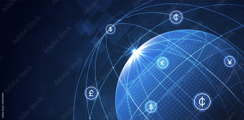Money transaction technology concept. global network connection. money ...