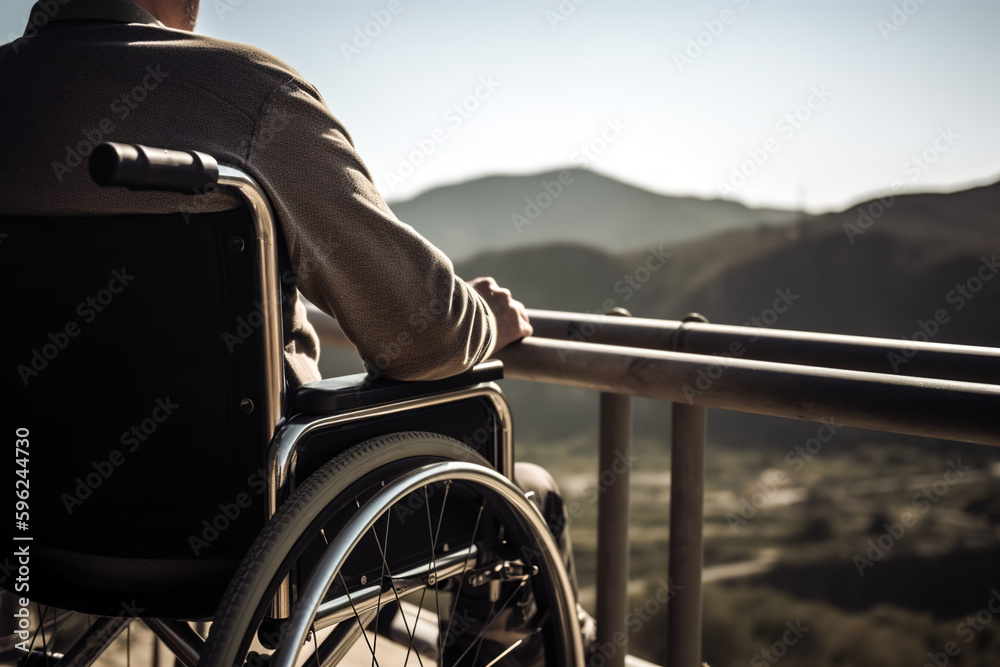 Wheelchair close up view. Disability, paralyzed person. generate by ai ...