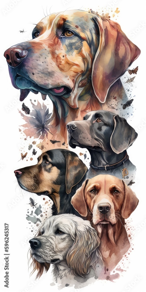 Differential Derivative Functions with Dog Faces: A Detailed Watercolor ...