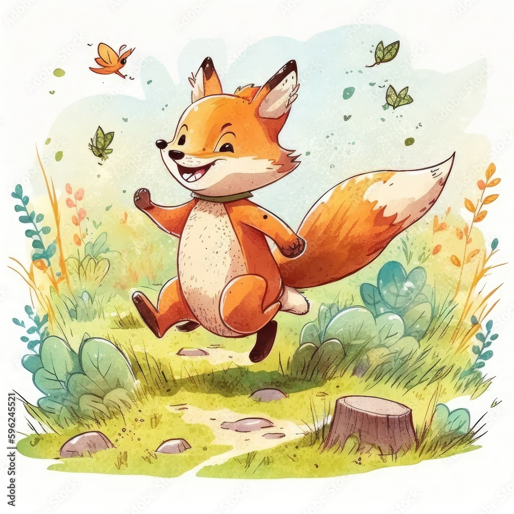 Fox's Fun Day Out - Children's Book Illustration in Cartoon Style ...