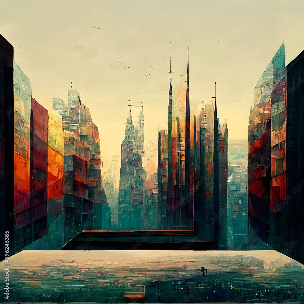 imagine Surrealism Fractal object prisma ambient in style of Inception ...