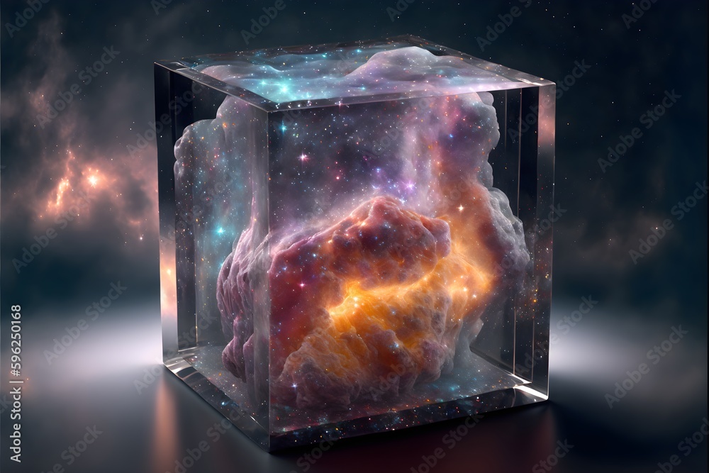 galaxy in a glass cube galaxy universe stars supernova cosmic CGI VFX ...