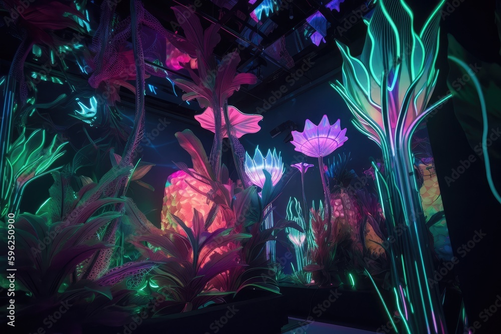 hallucinogenic plant-inspired art installation in futuristic and high ...
