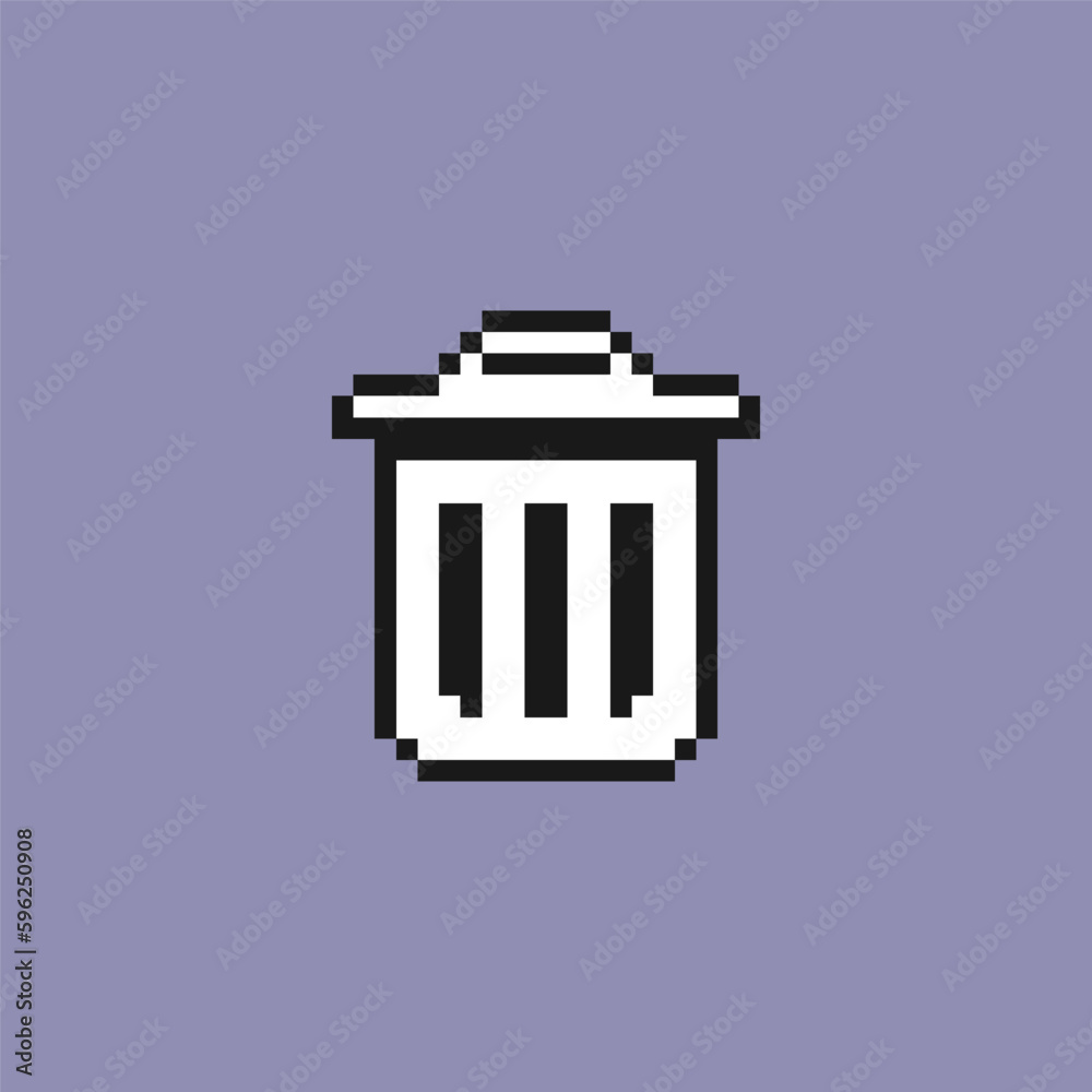 pixel art trash icon with black and white color ,good for your game ...