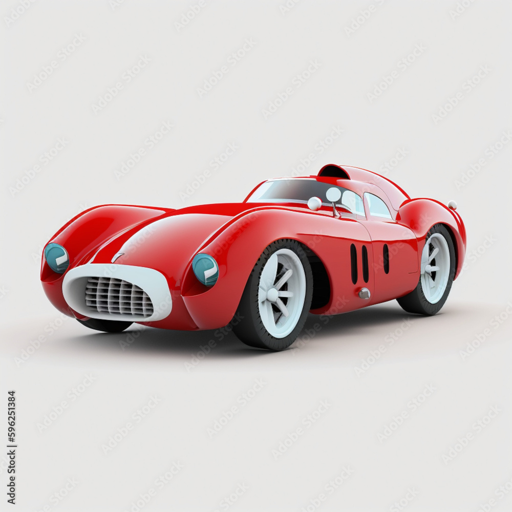 Cute animated 3d rendered icon of a red Ferrari Disney styl ...