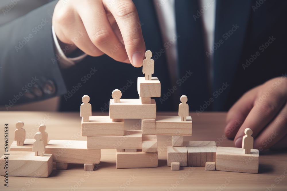 Business process management and automation concept with person moving ...