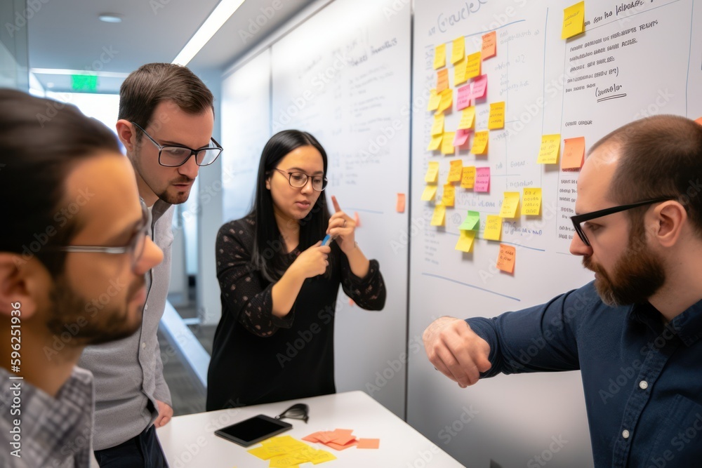 Group of UX product designers brainstorming ideas, collaborating on ...