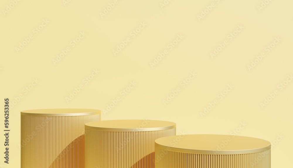 gold podium on golden background for trade show Empty advertising stand ...