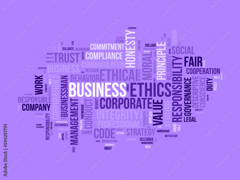 Word cloud background concept for Business Ethics. Corporate integrity ...
