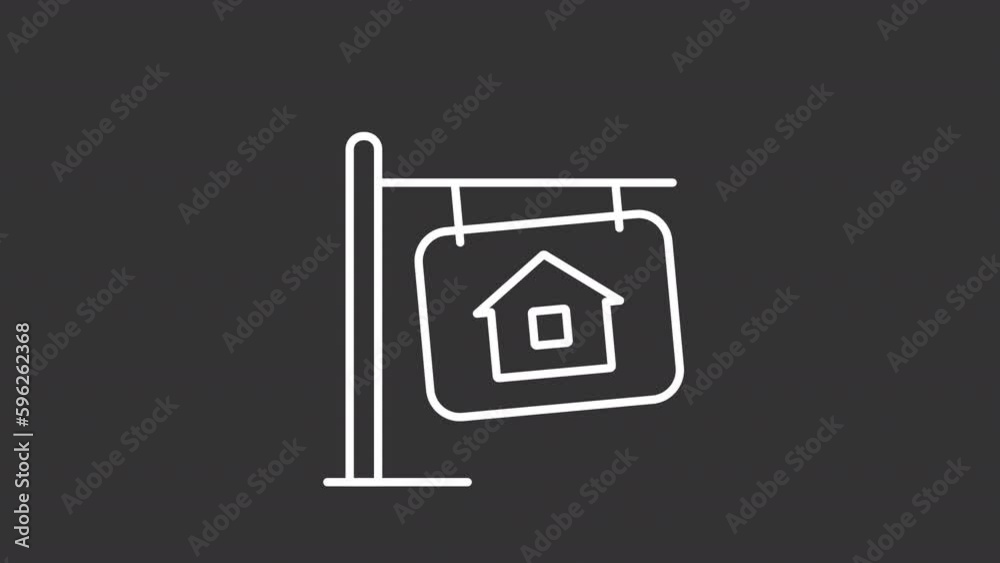 Animated house sold sign white icon. Selling property. Real estate ...