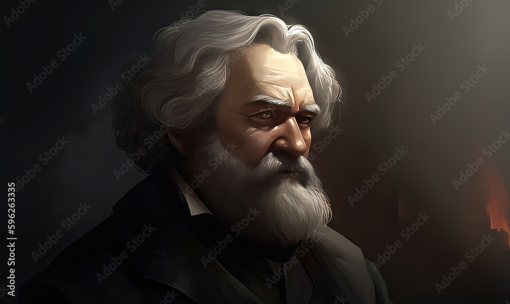 Oil painting portraits of the great sociologist Karl Marx, and ...