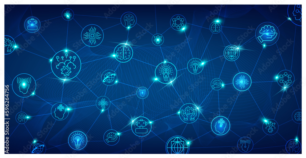 Artificial Intelligence (AI) Molecular structure background concept ...