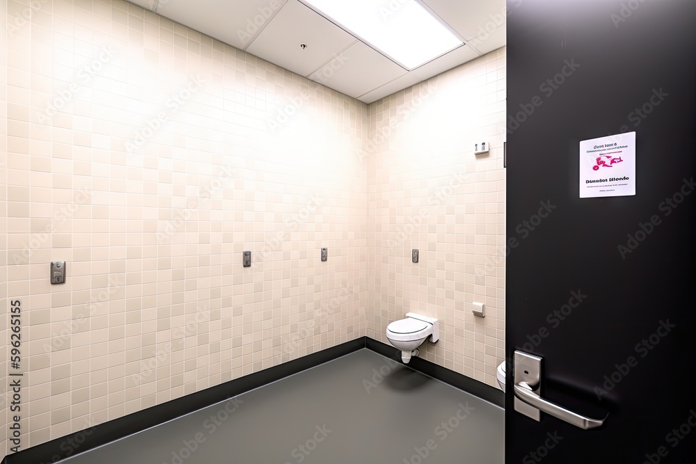 gender-neutral restroom with inclusive signage and accessories ...