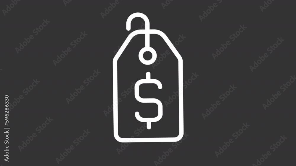 Animated price tag white line icon. Online shopping. Special offer ...
