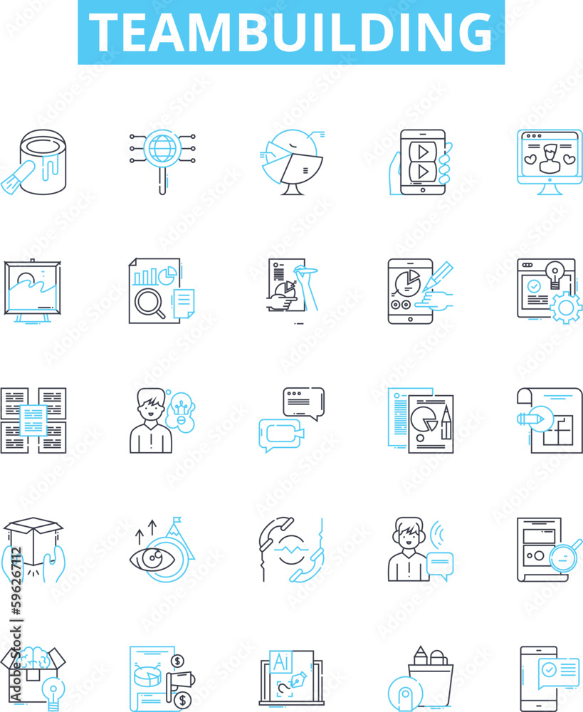 Teambuilding vector line icons set. Teamwork, Collaboration, Problem ...