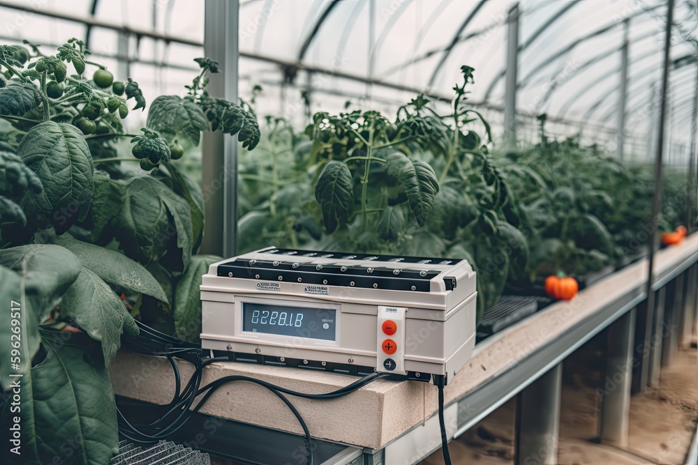 ภาพประกอบสต็อก iot sensor, measuring temperature and humidity in ...