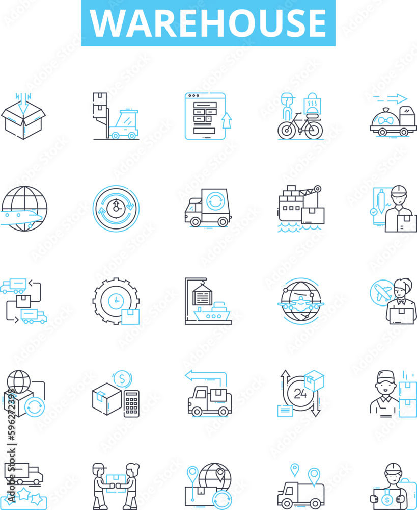Warehouse vector line icons set. warehouse, storage, depot, facility ... Warehouse vector line icons set. warehouse, storage, depot, facility ...
