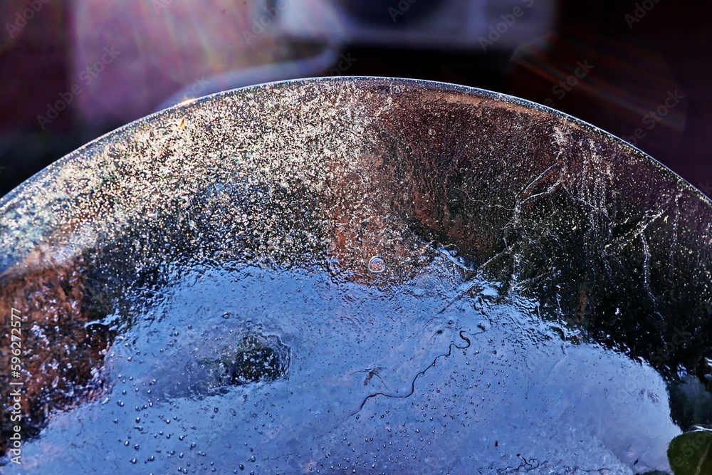 Various abstract patterns and drawings appearing on the round freezing ...