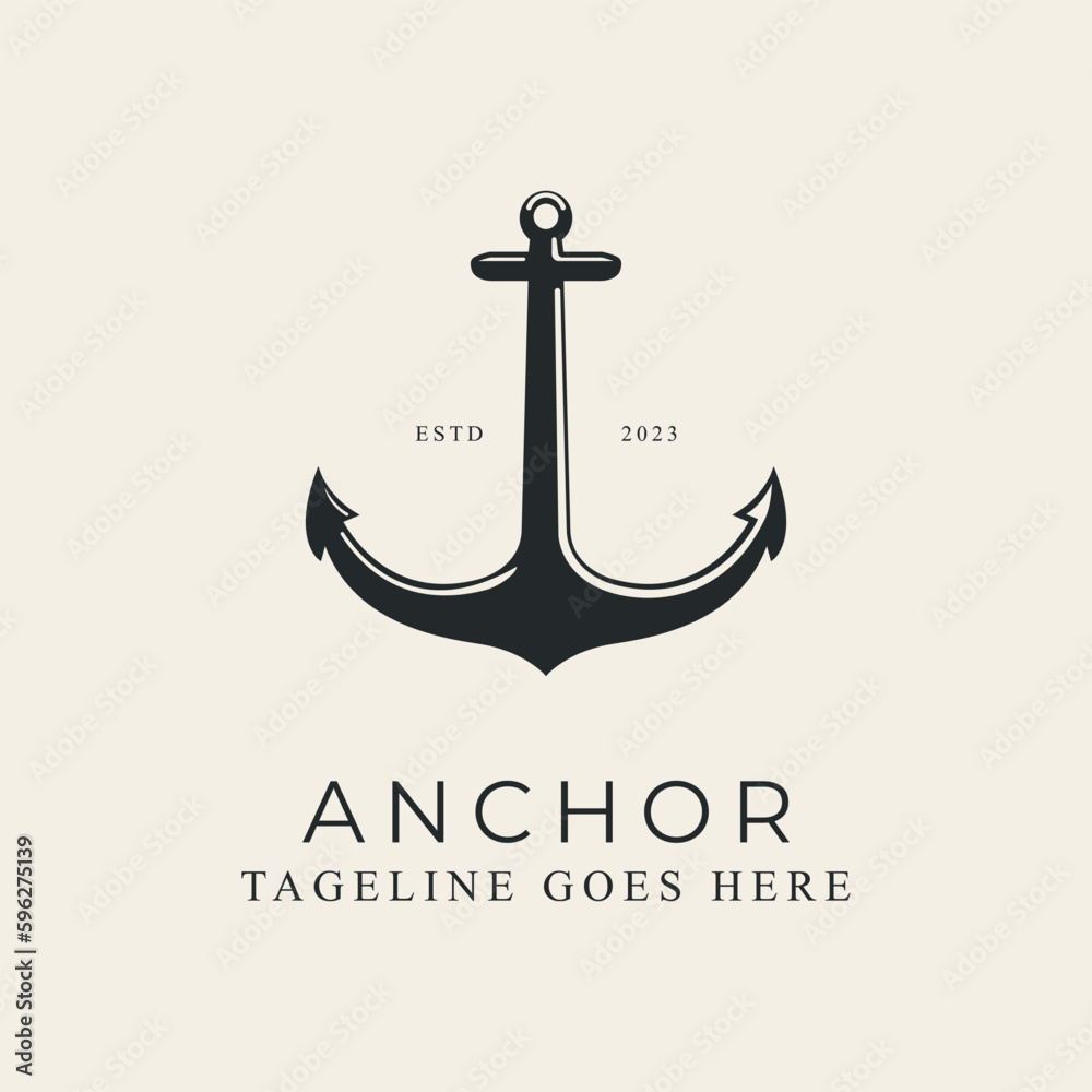 anchor line art logo design vector illustration. Stock Vector | Adobe Stock